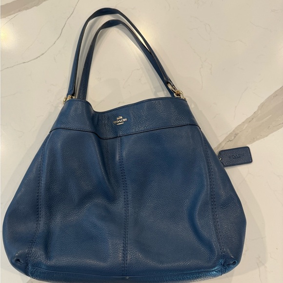 Coach | Bags | Coach Navy Blue Leather Lexy Pebbled Shoulder Bag | Poshmark